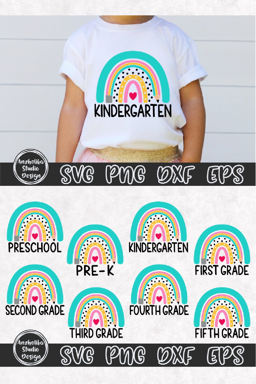 School Rainbow SVG Bundle | Back To School Clipart | Pre-K