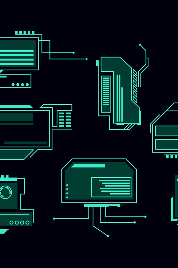 Virtual graphic control panel. Green luminescent futuristic