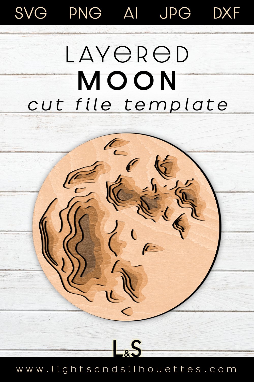 Moon Layered Laser Cut Files | 3D Svg Multilayer