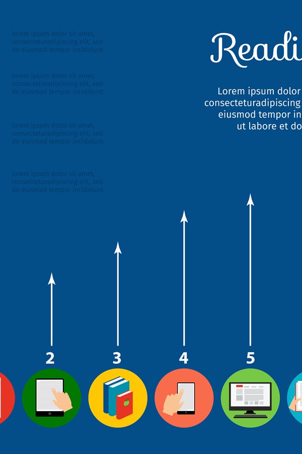 Reading infographic on the blue background