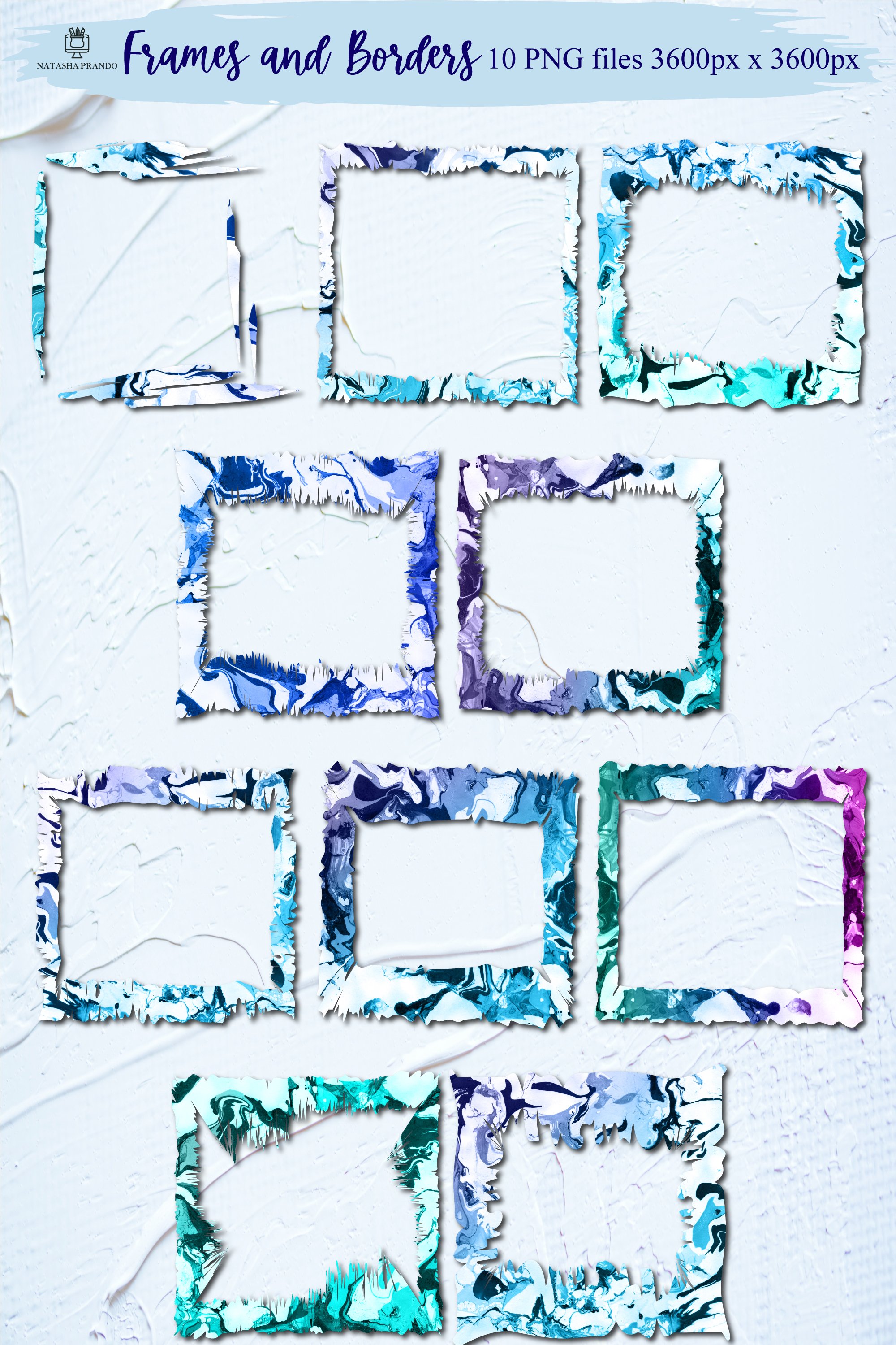 Blue Background Marble Texture Frames