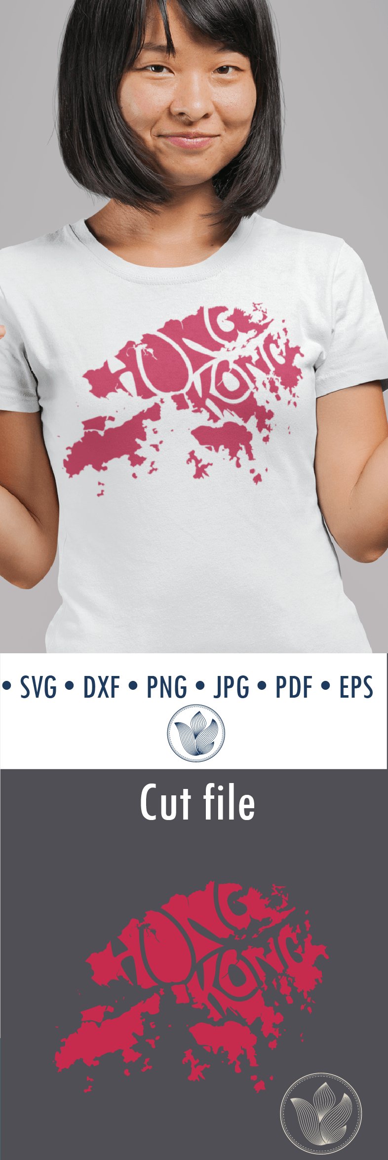 Hong Kong SVG cut file in the shape of the country