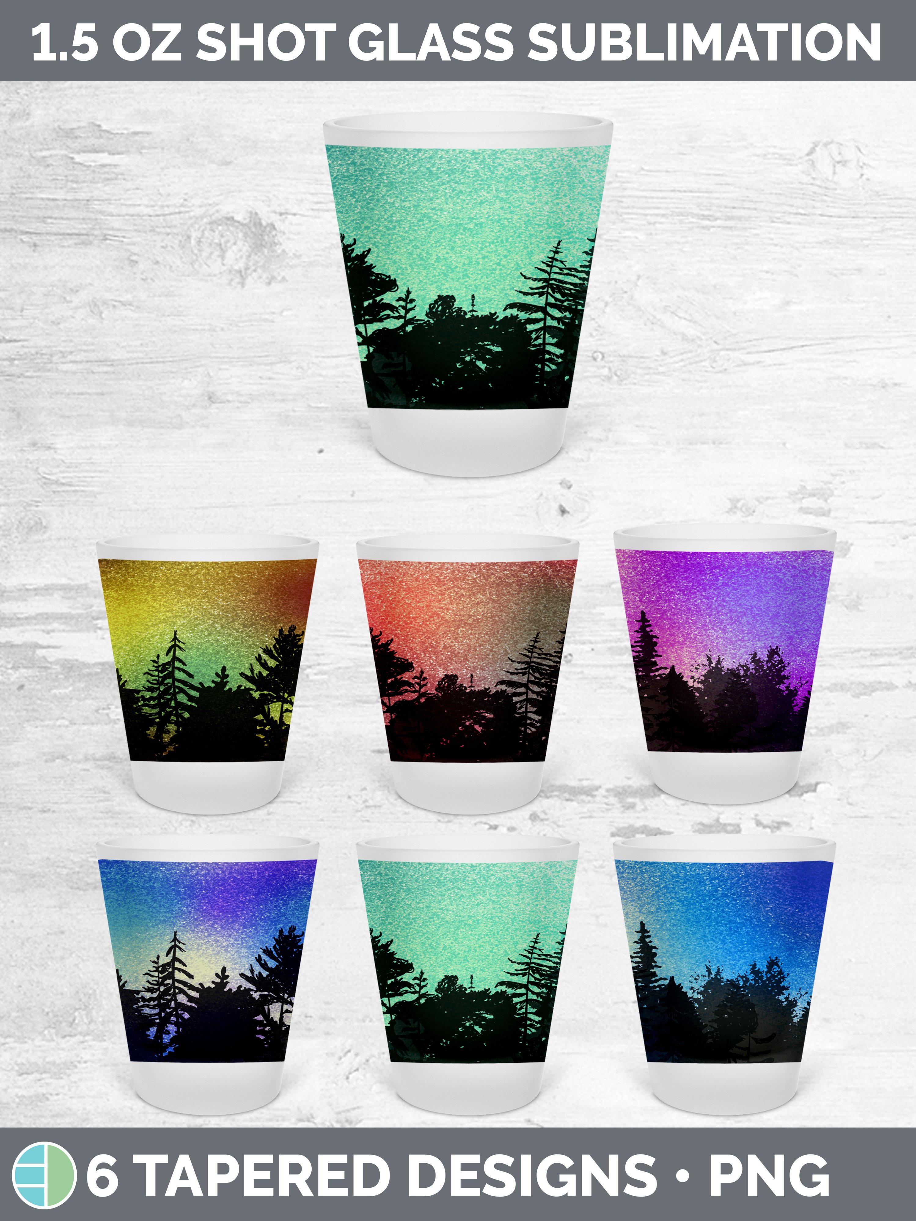 botanical Shot Glass Sublimation | Tapered Shot Glass 1.5oz