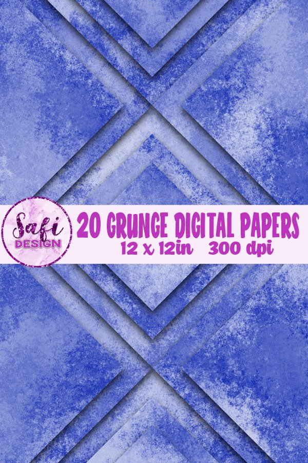 Digital Paper - Royal Blue Grunge Backgrounds