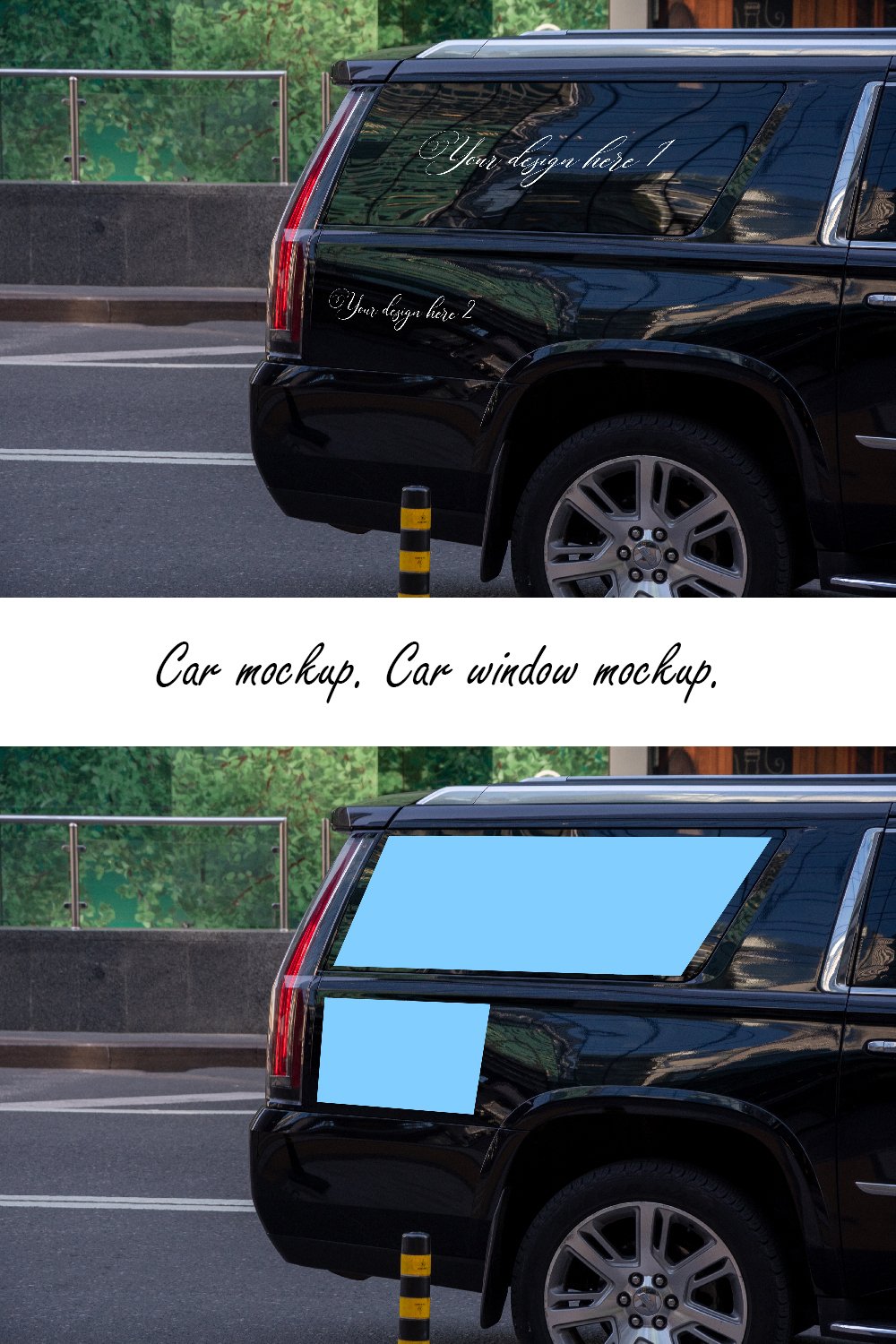 Car mockup. Car window mockup.