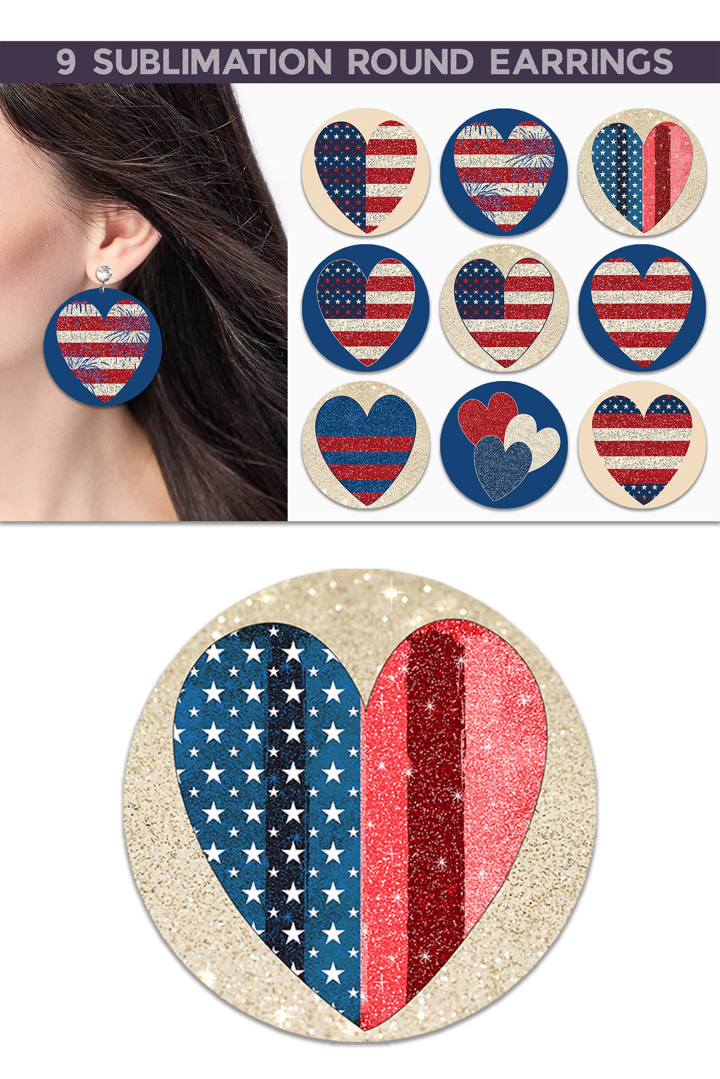 Patriotic Round Earrings | American Flag Round Earrings