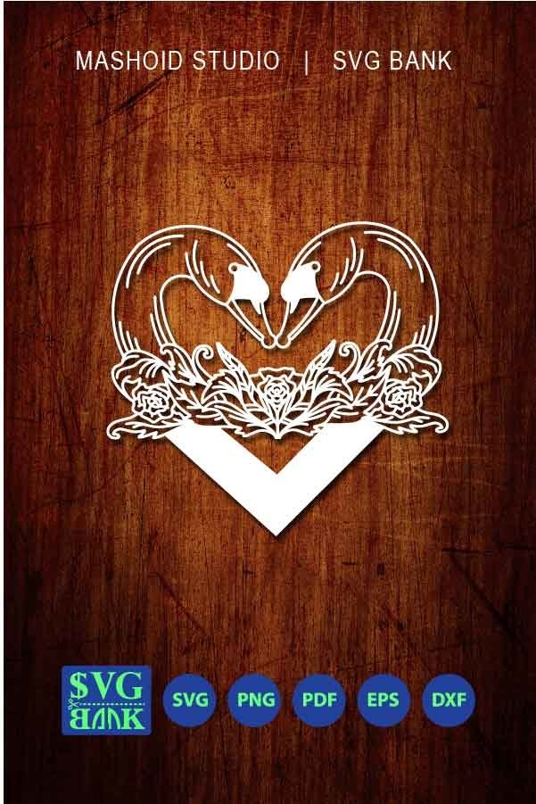 Swan SVG, Swan Heart Illustration, Swan Love Cut File
