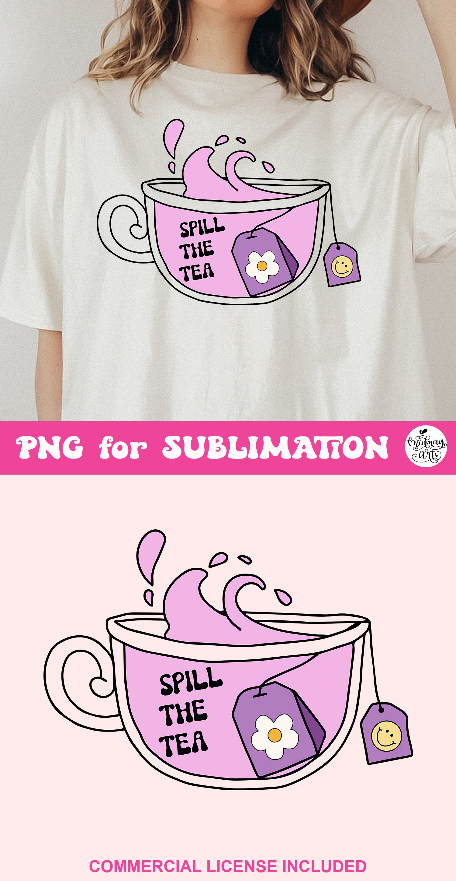 Spill The Tea PNG Design, Trendy Digital Download (4703547)