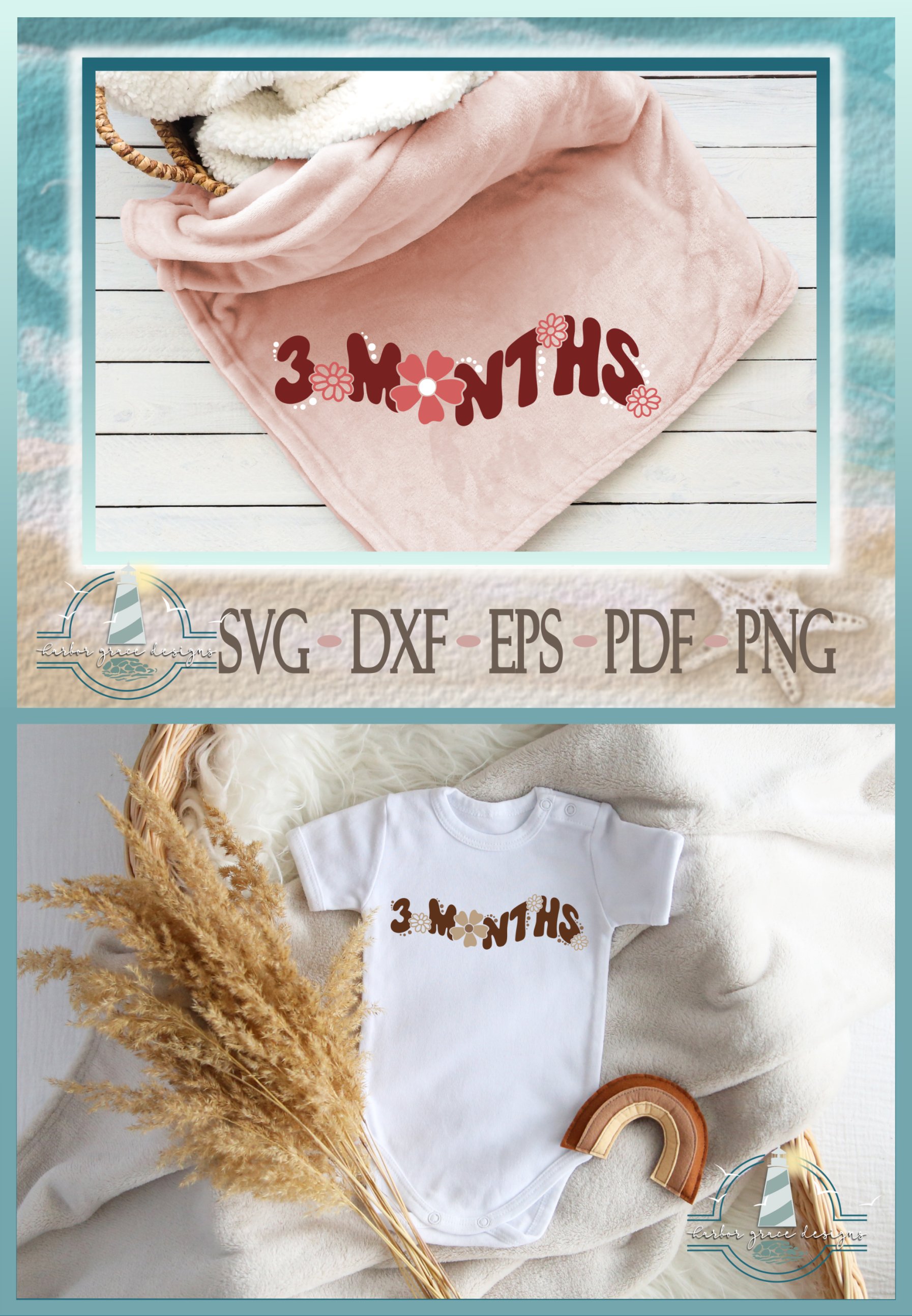 Baby 3 Month Milestone SVG - Wavy Text SVG - Three Month SVG