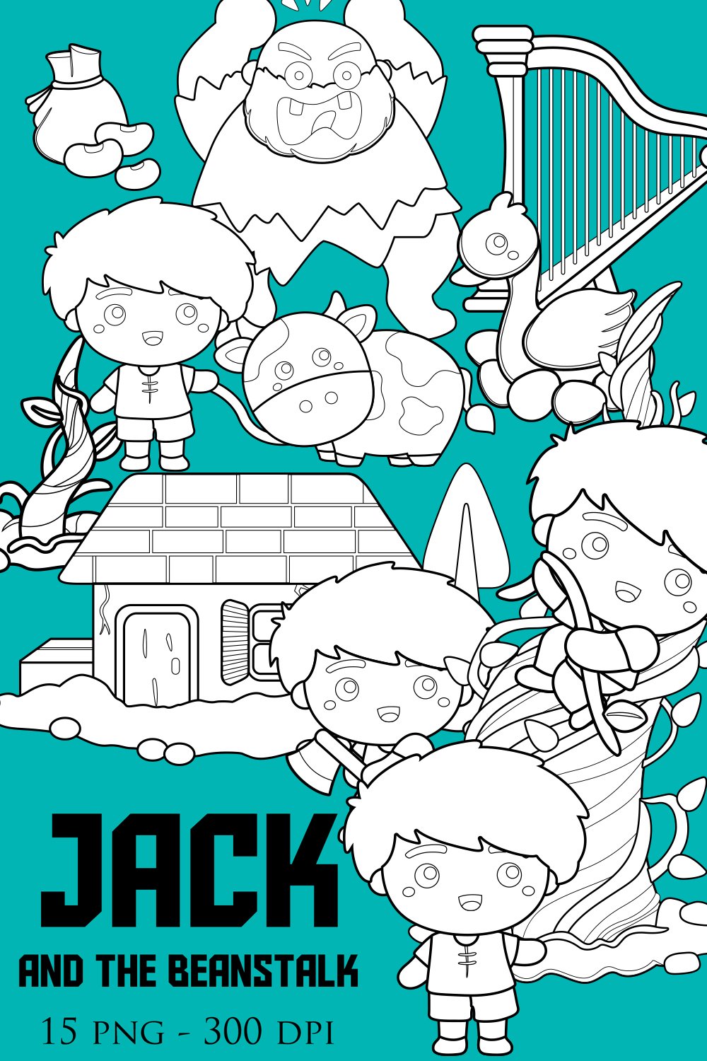 Cute Jack and The Beanstalk Classic Story Kids Digital Stamp