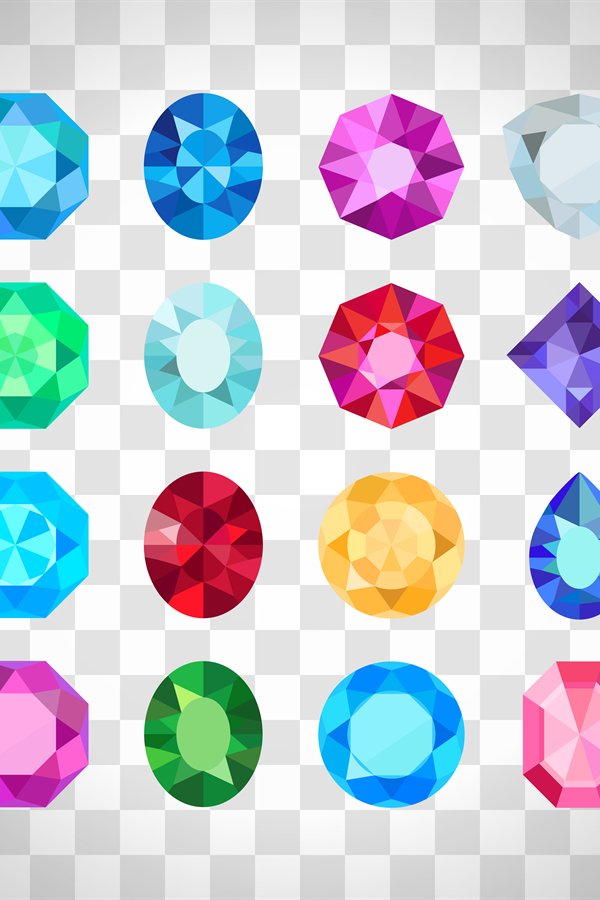 Gems isolated on transparent background