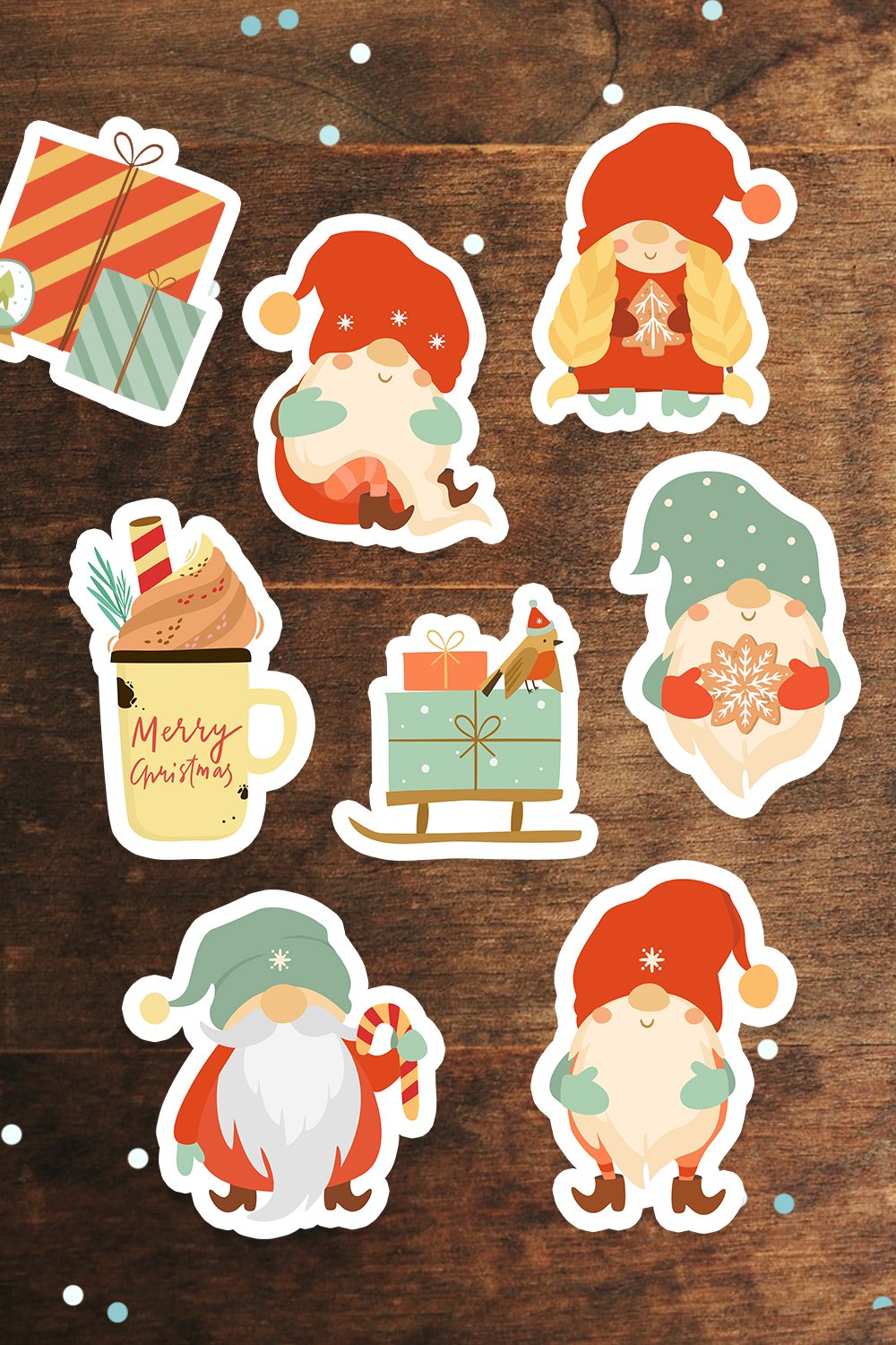 Printable stickers Christmas gnome