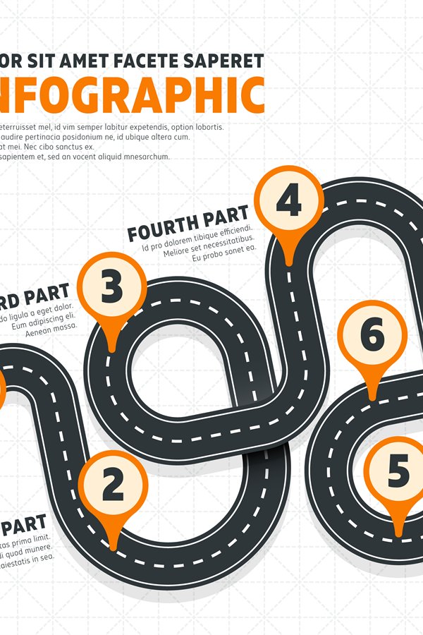 Street, road business marketing vector infographics template