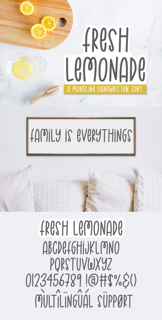 Fresh Lemonade | Monoline Font