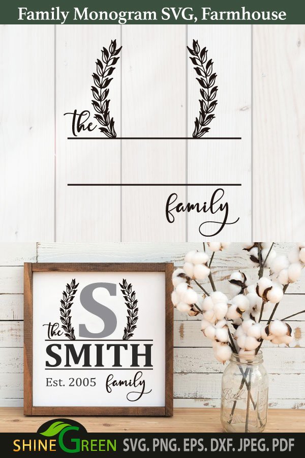 Family Monogram SVG for Home, Farmhouse Sign (1112643)