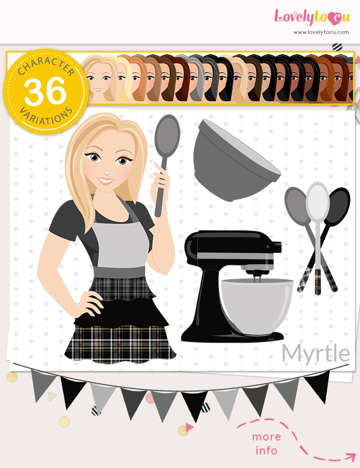 Baker woman avatar with baking utensils, Myrtle LVK13