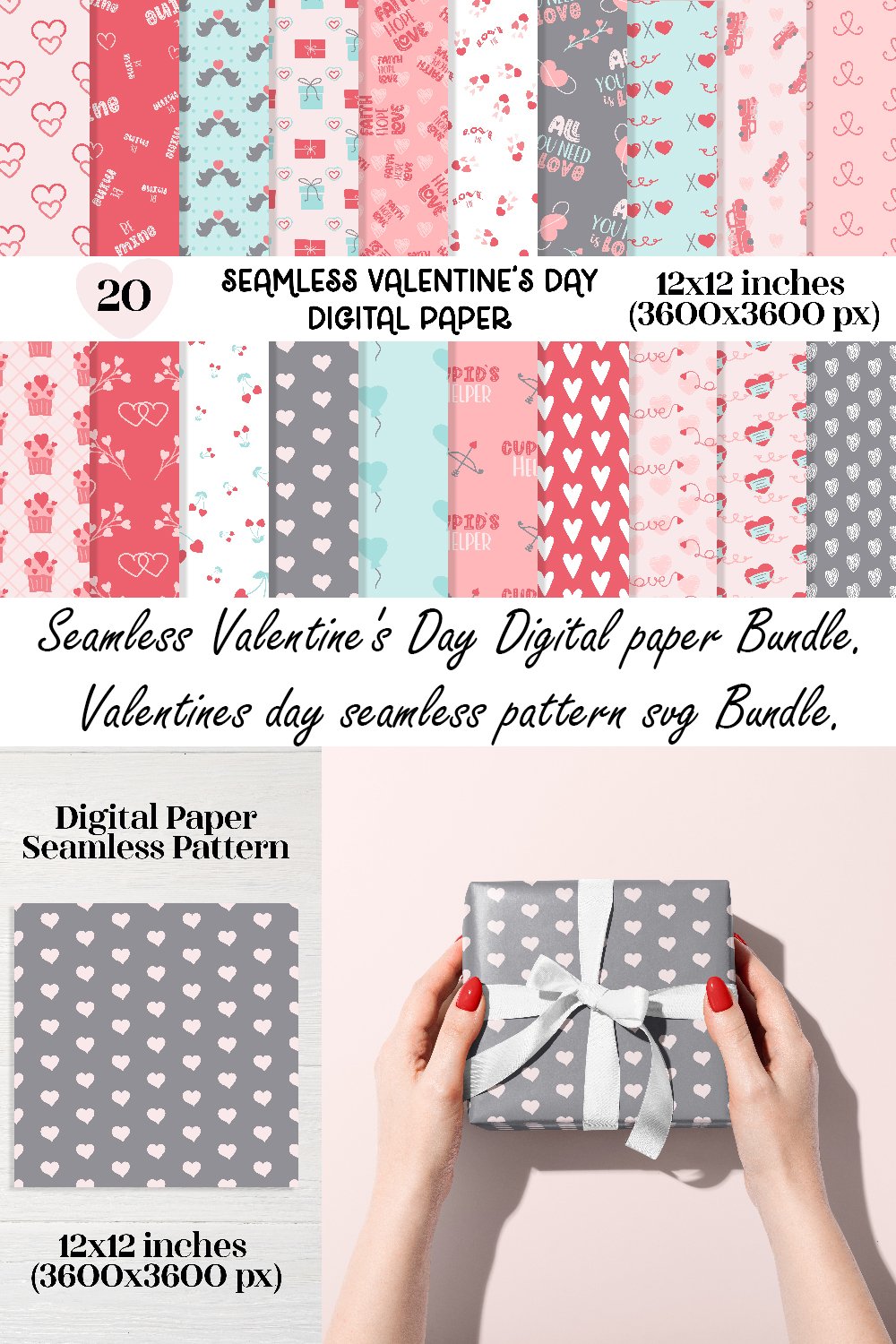 Seamless Valentine's Day Digital paper, seamless pattern