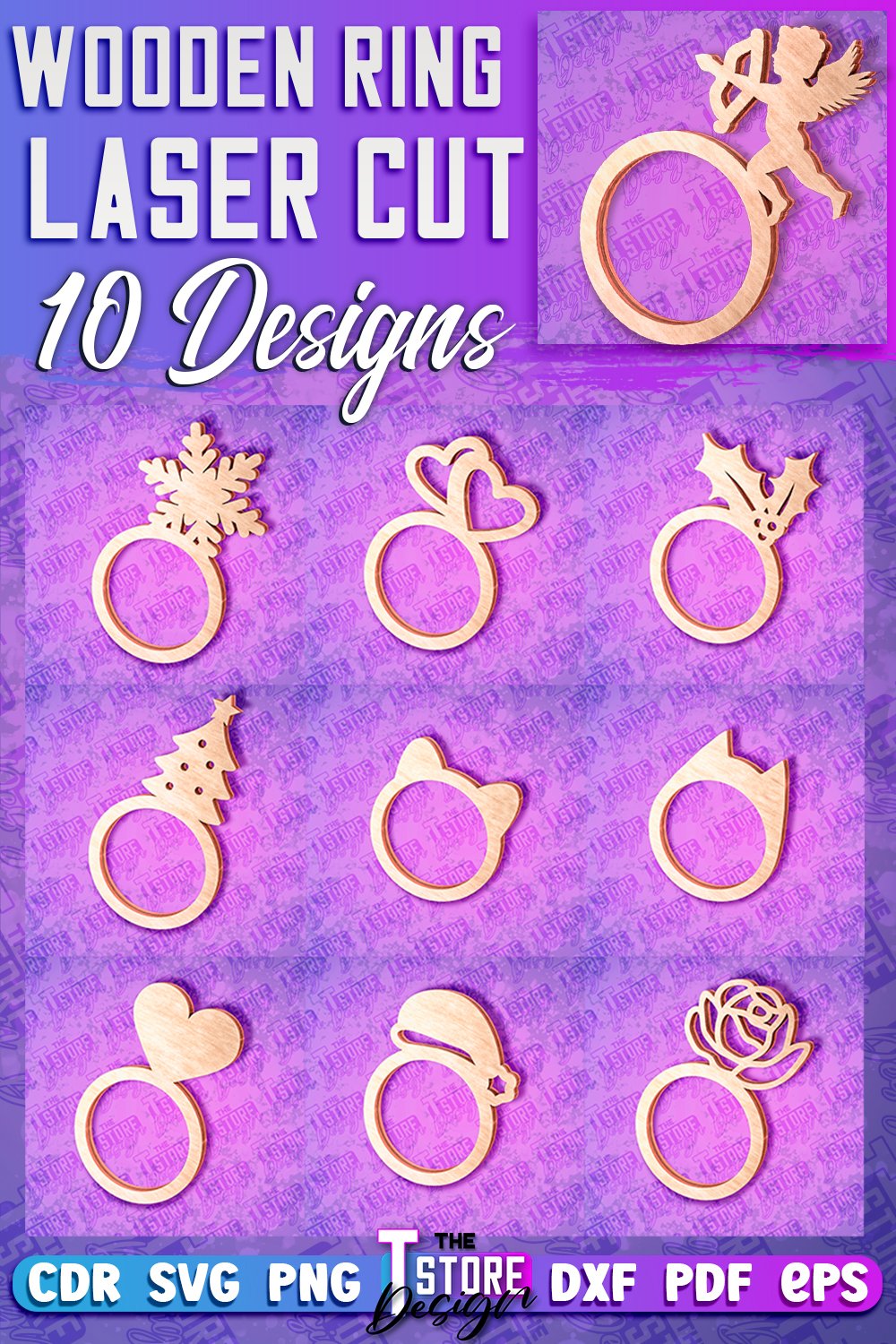 Wooden Ring Laser Cut SVG Bundle|Laser Cut Finger Ring SVG