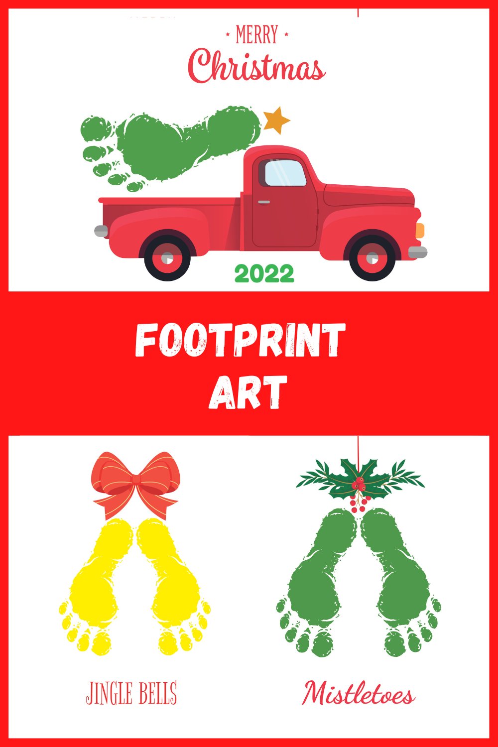 Christmas Footprint Art Printable, Pickup truck, (2288289)