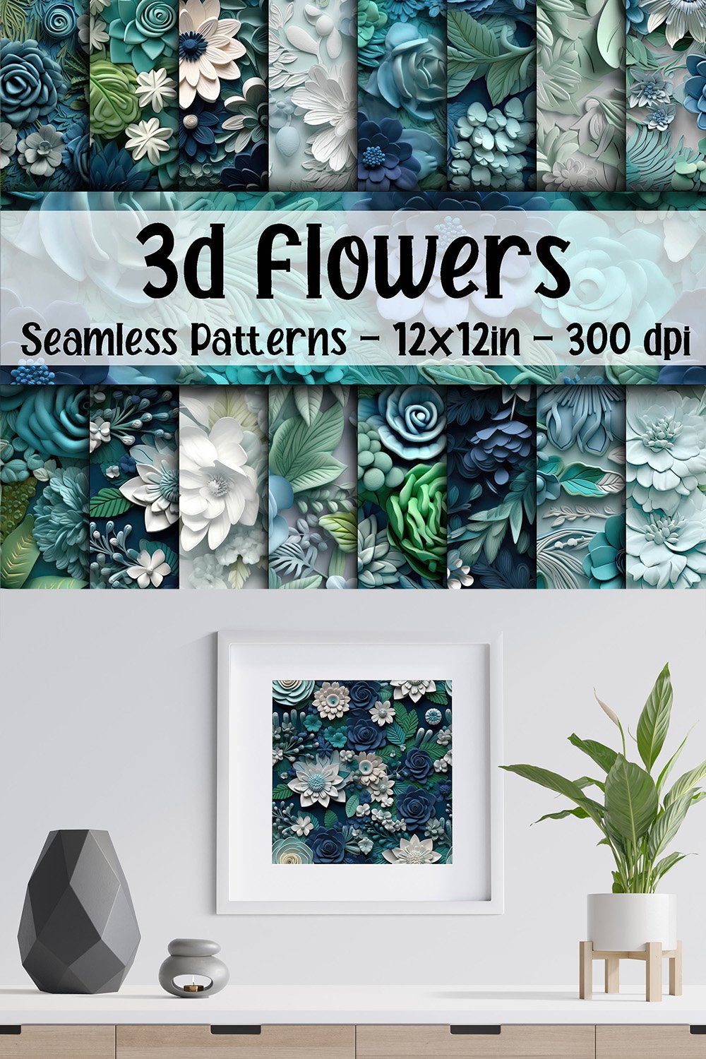 Seamless 3d Flowers Digital Paper