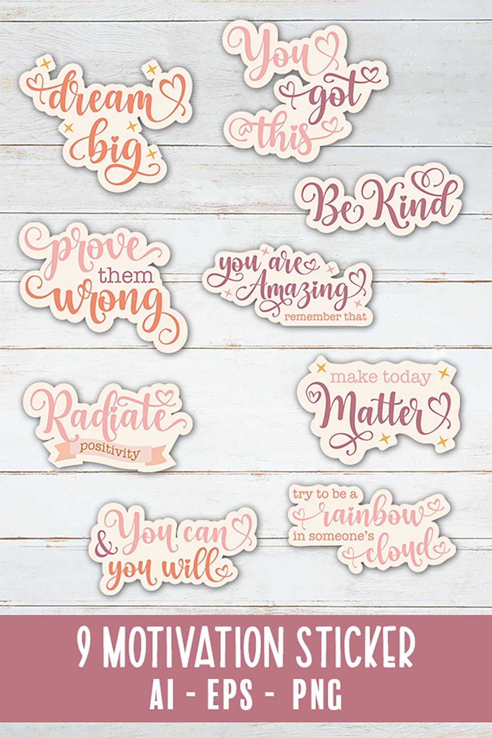 Motivational Stickers kids with quotes badges | 9 variations