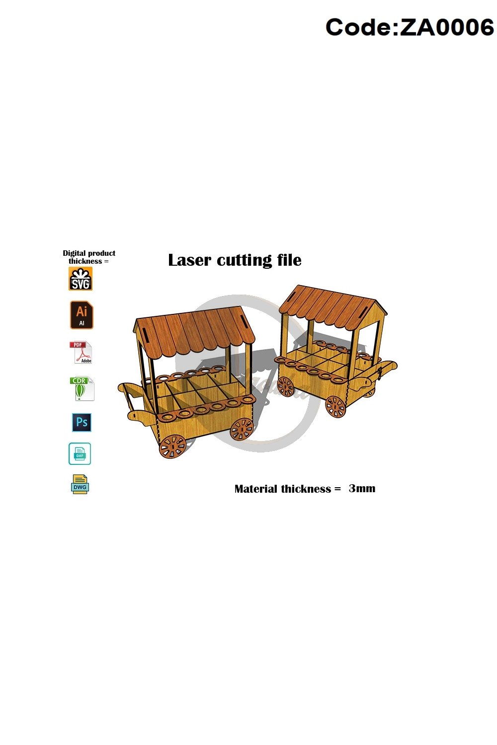 Candy Cart SVG 3mm-Laser Cutting File