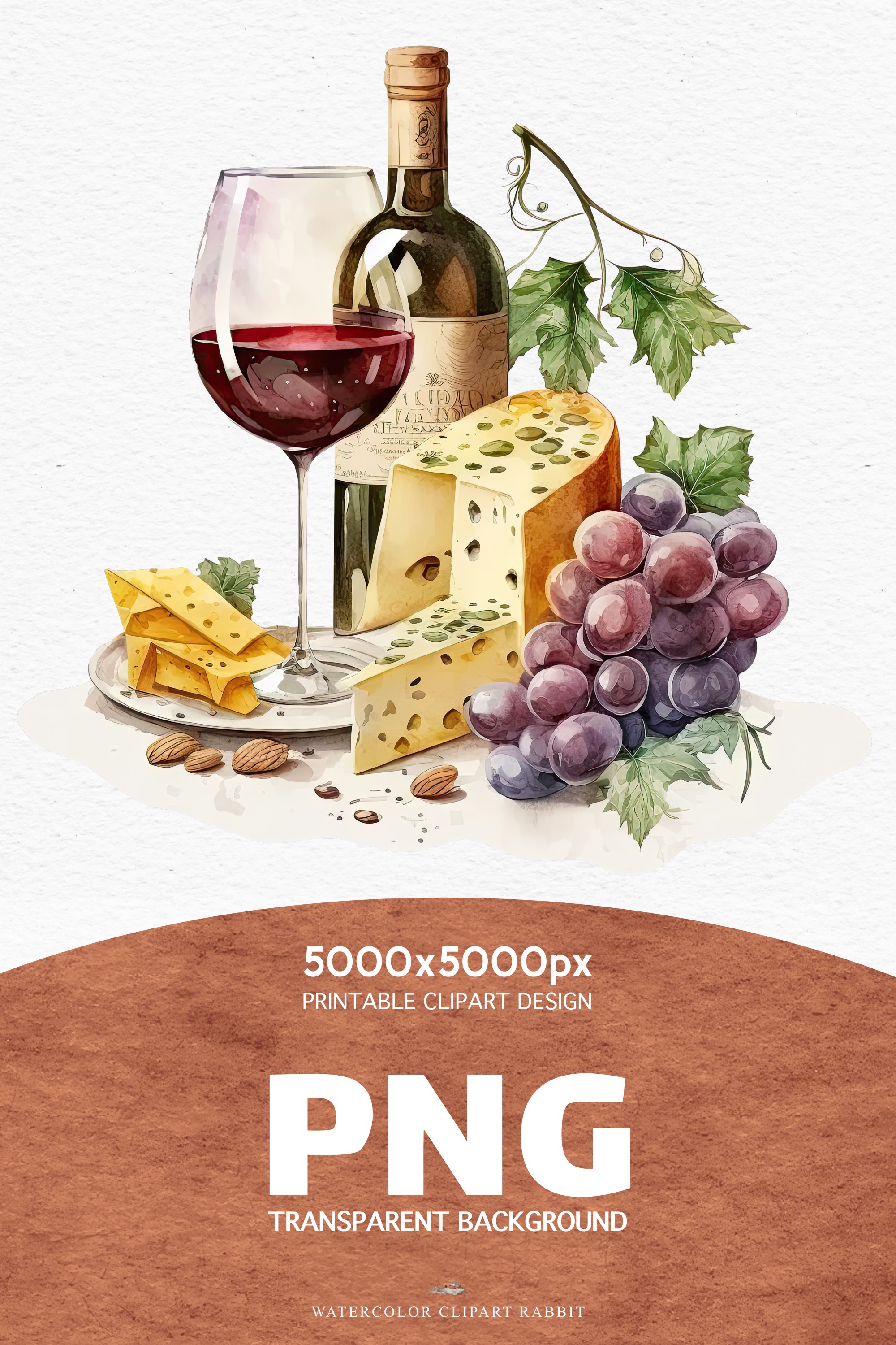 Wine Cheese Clipart Italian French Food Illustration PNG Art