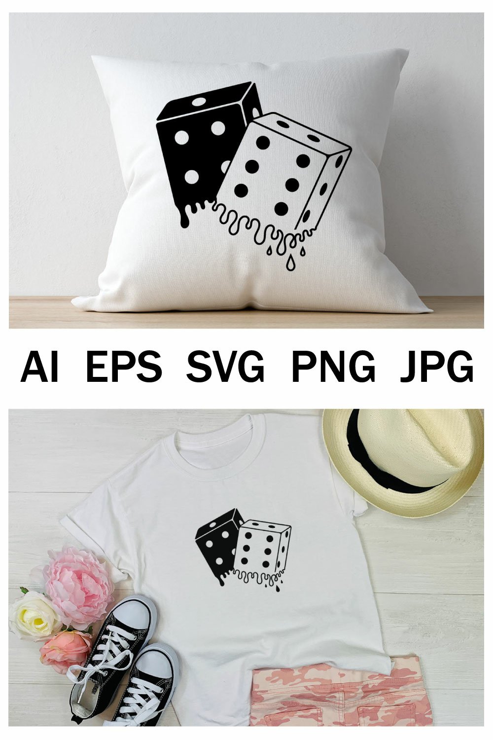 Dice with drops of svg, clipart for print