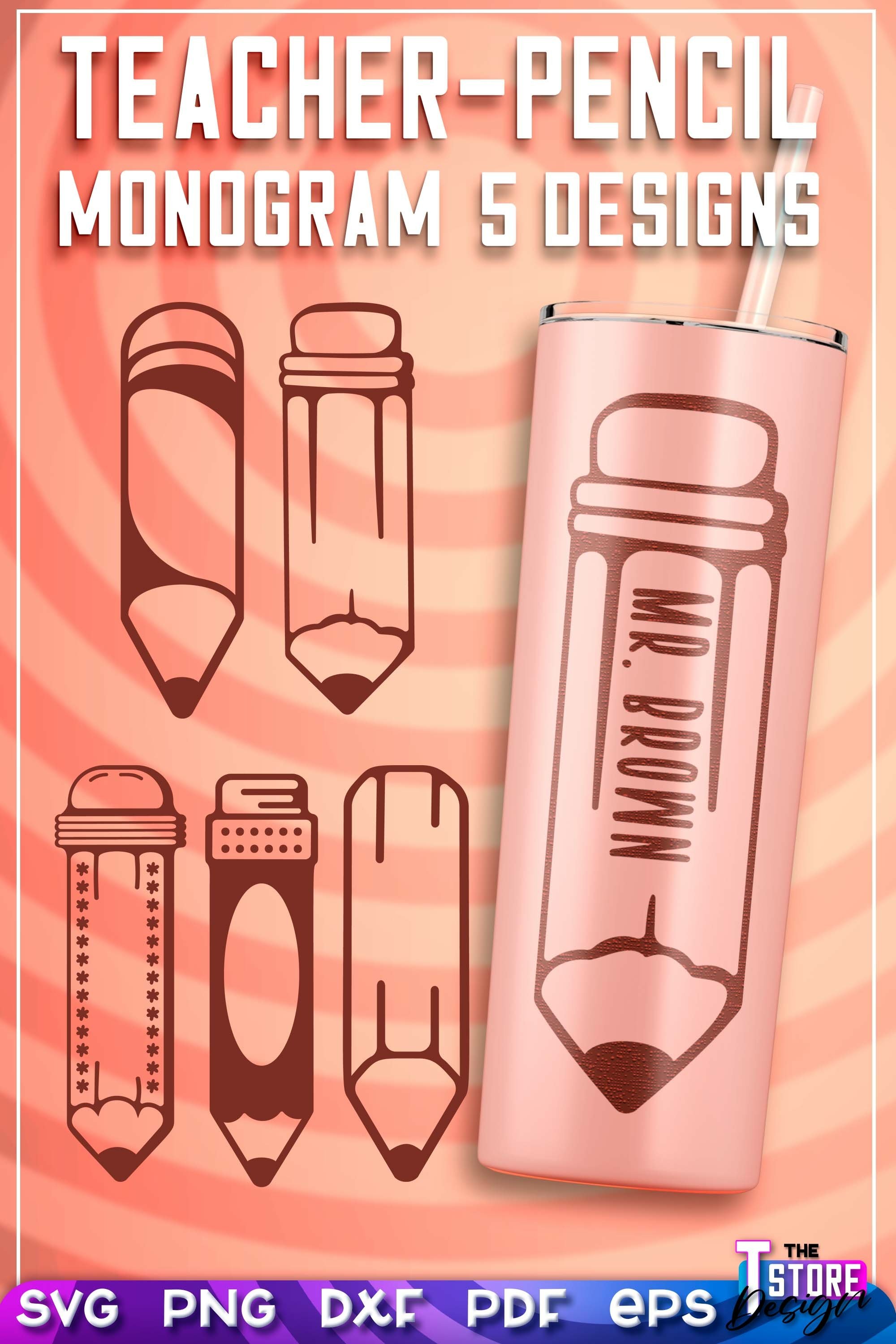 Teacher Pencil Monogram SVG Bundle|Teacher Pencil SVG Design