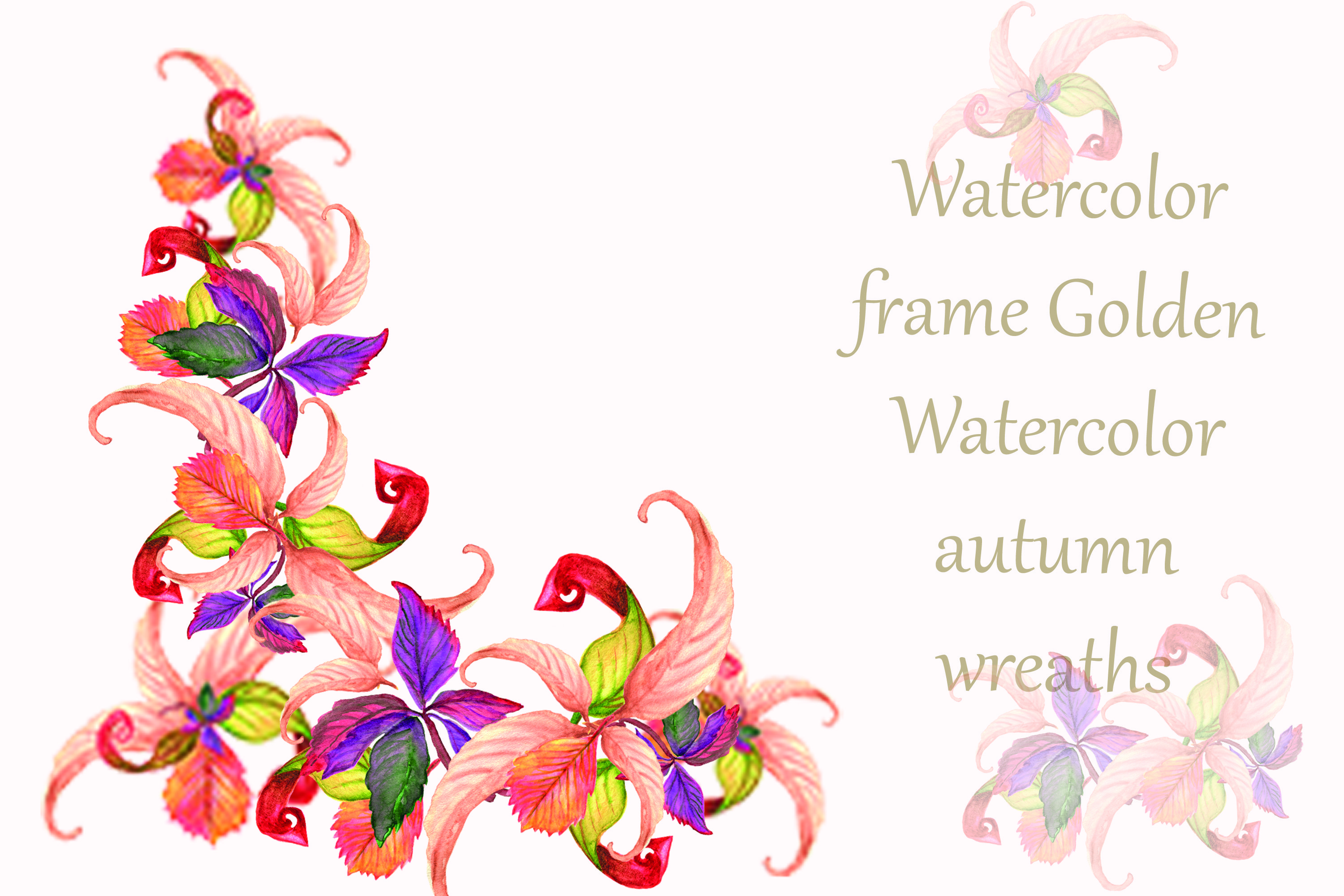 Autumn wreaths geometric, watercolor frames ,autumn leaves,