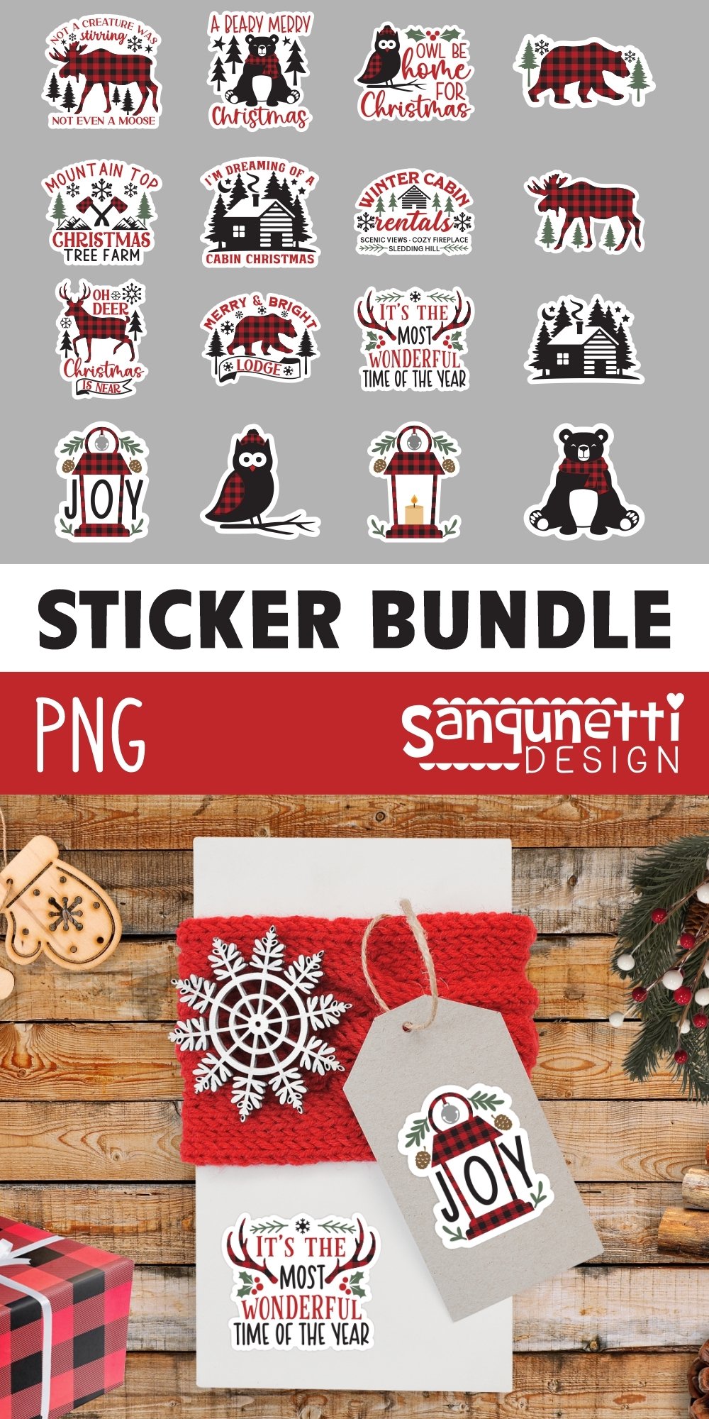 Farmhouse Christmas stickers | Christmas sticker bundle