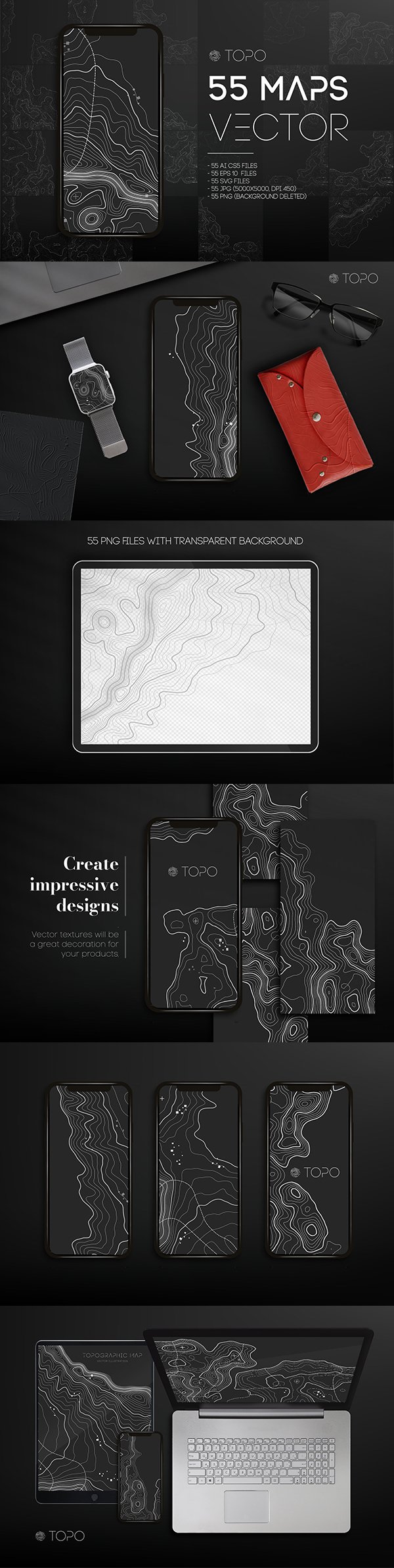 55 Topographic Maps Vector Bundle