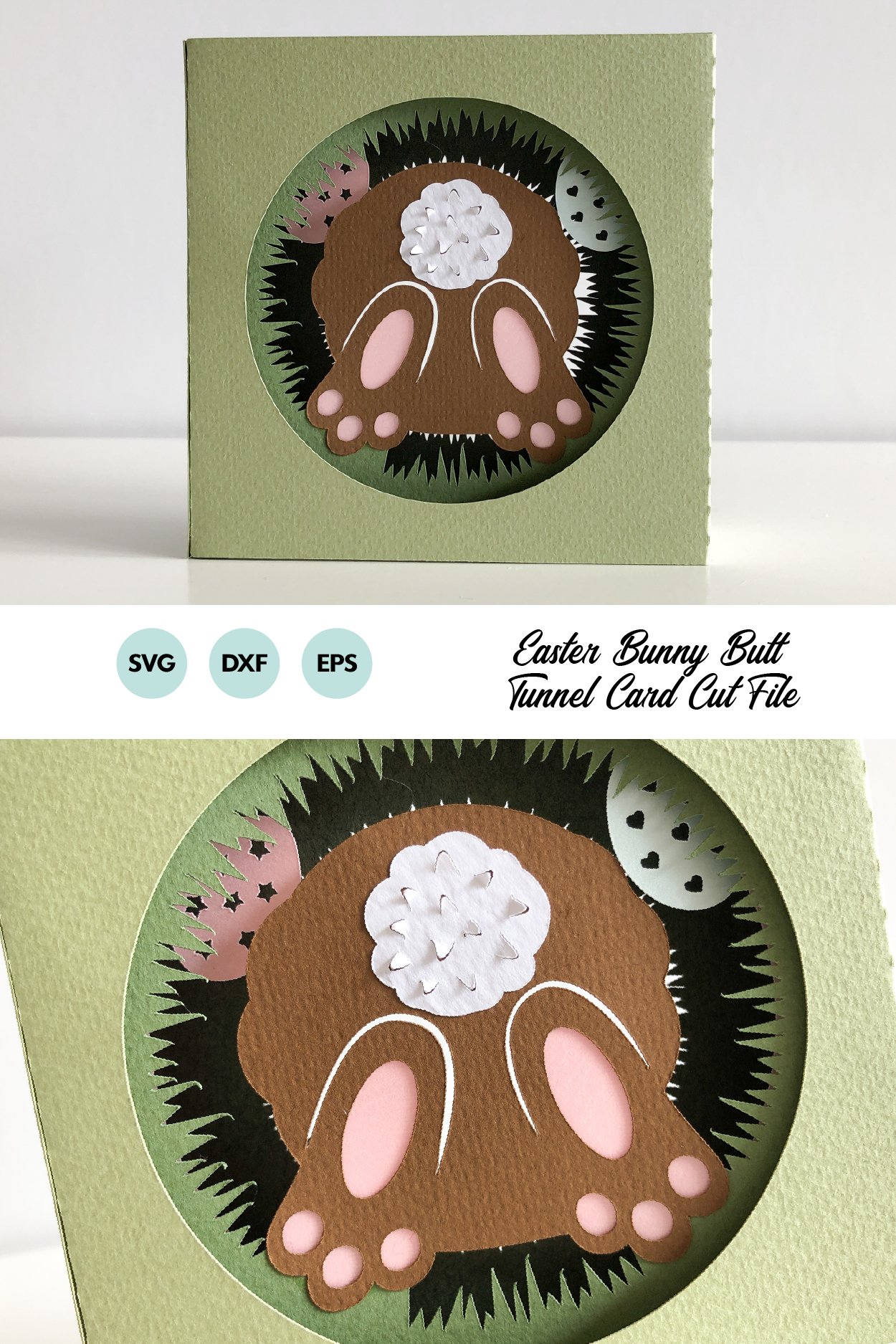Easter Bunny Butt 3D Shadow Box SVG Layered Tunnel Card
