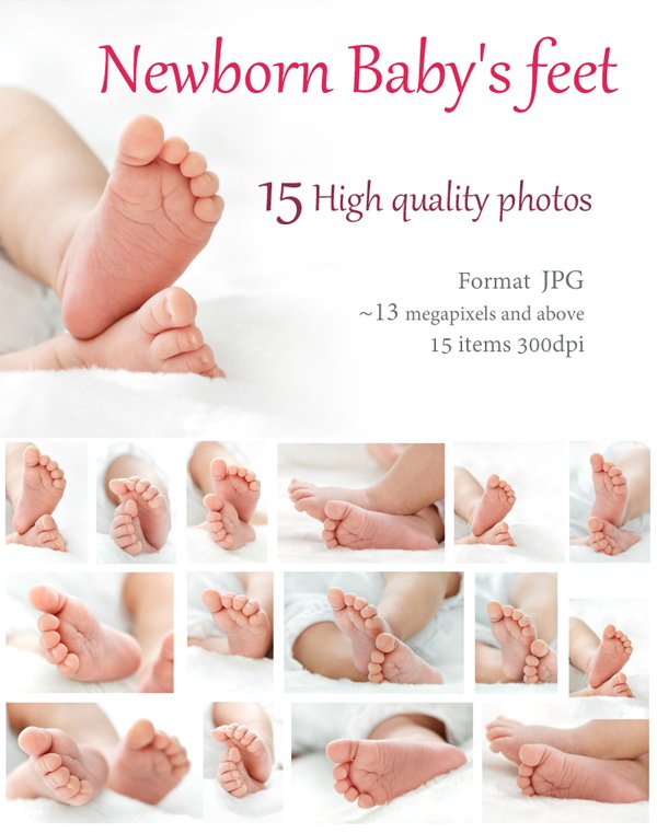 15 High quality photos of Newborn Baby's feet Bundle