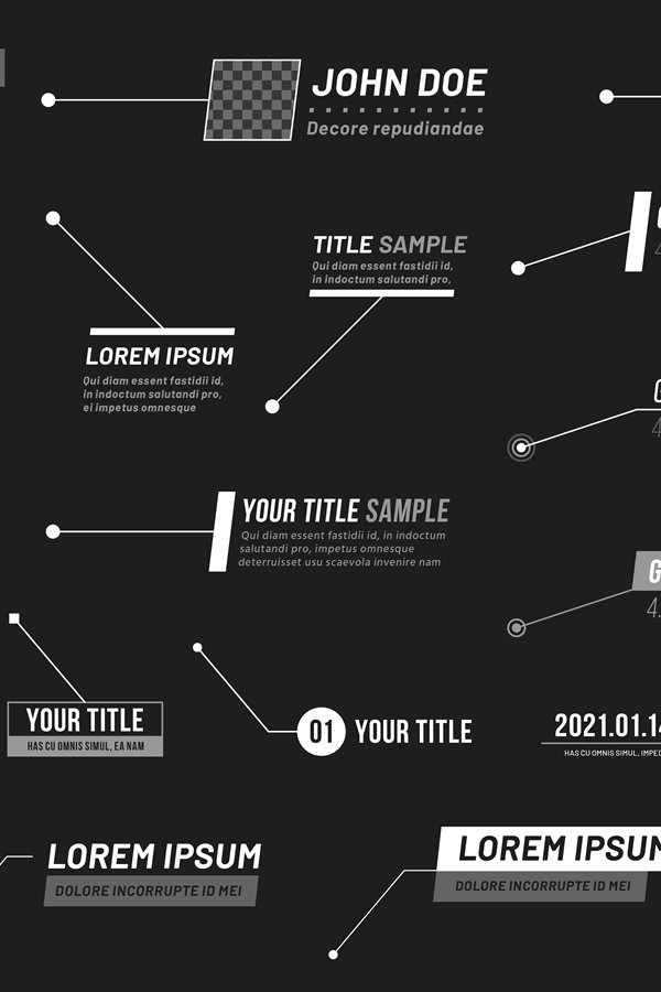 Callouts titles. Callout bar labels, information call box ba