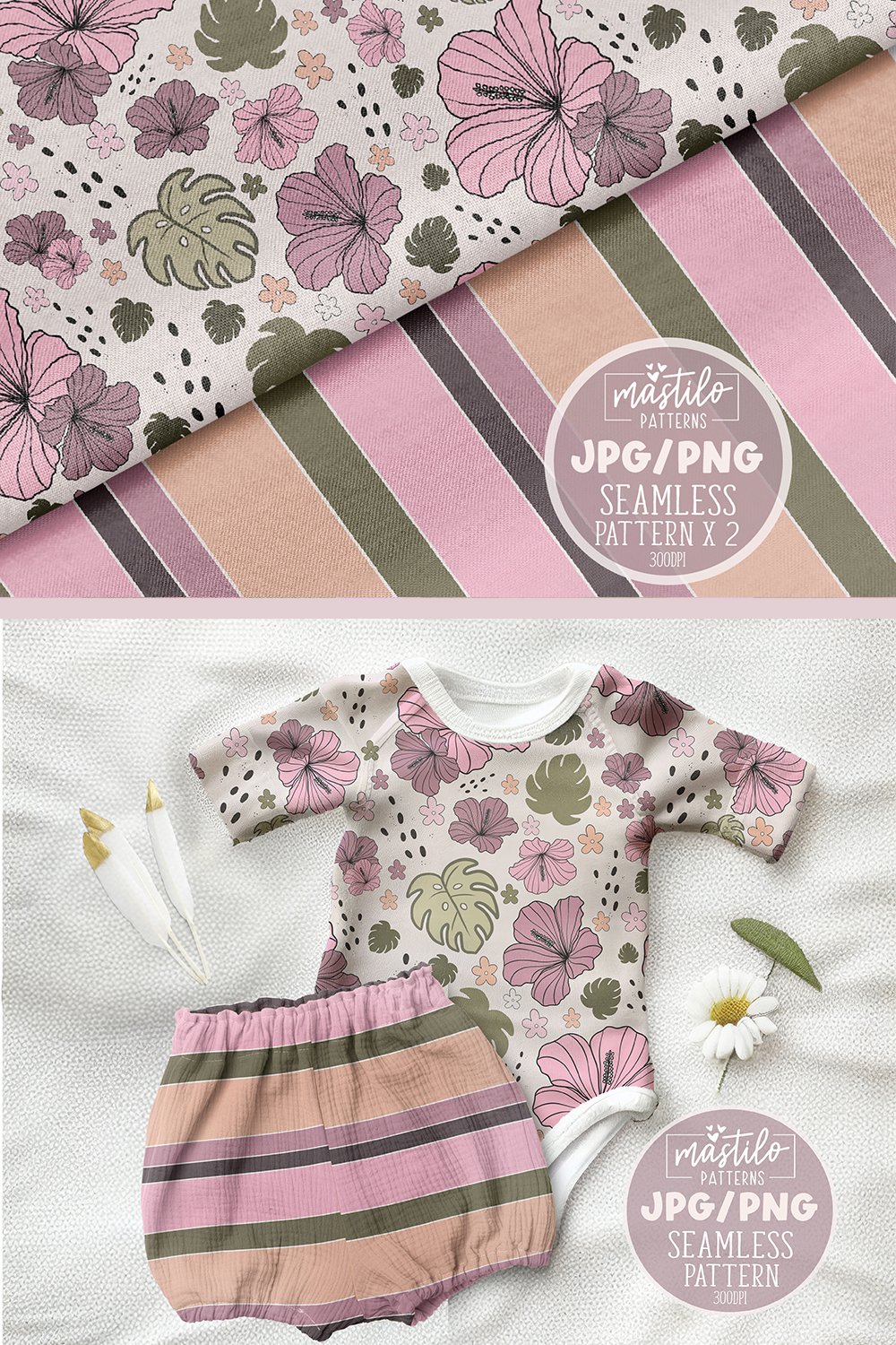 Summer Flowers Seamless Pattern Sublimation Design | 2 Files