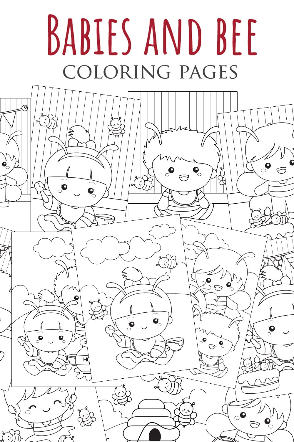 Babies and Bee Costume Animal Coloring Activity Kids Adult