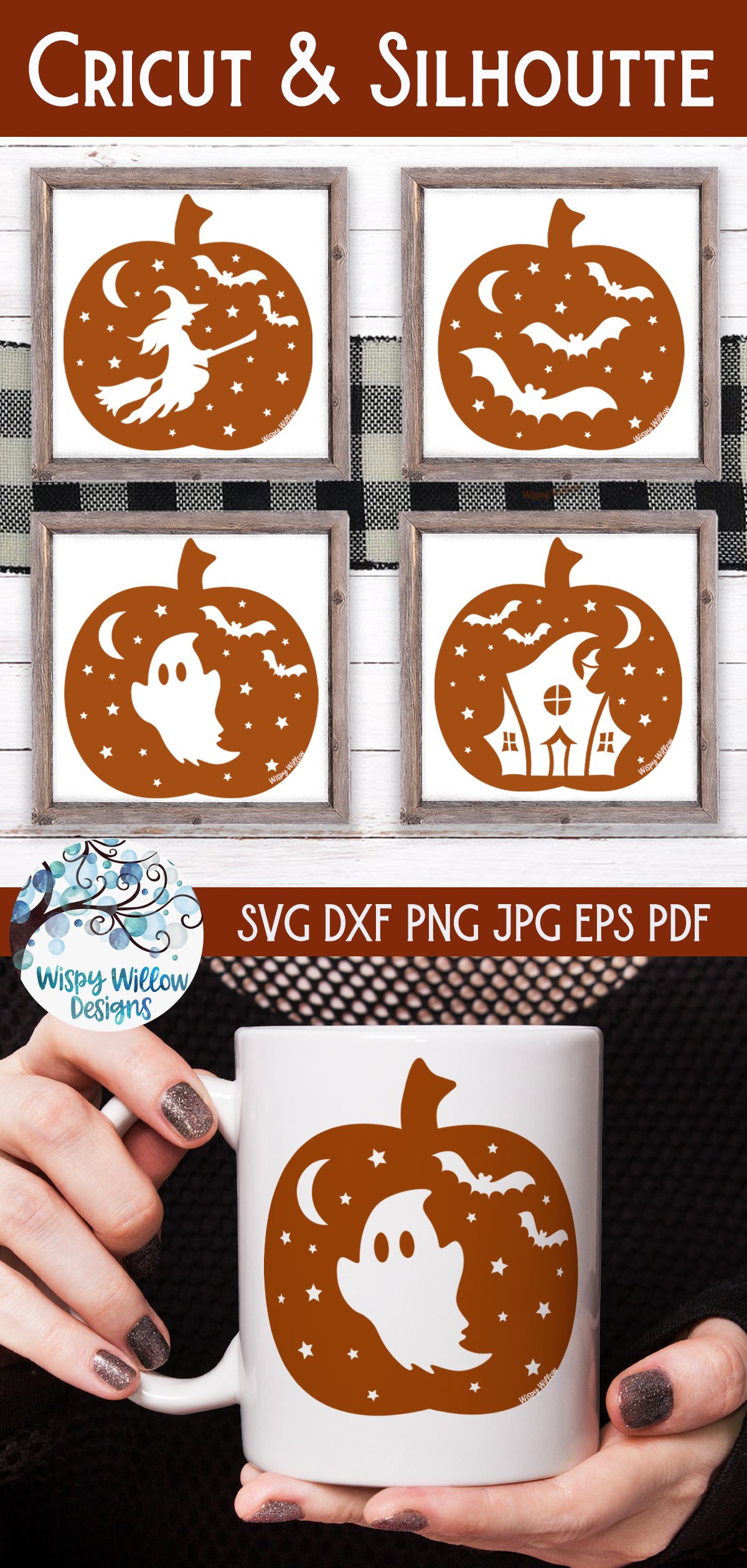 Halloween Pumpkin with Witch, Bats, Ghost, House SVG Bundle