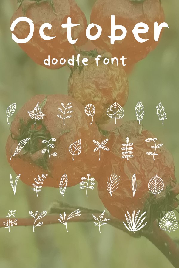 October leaves doodle font