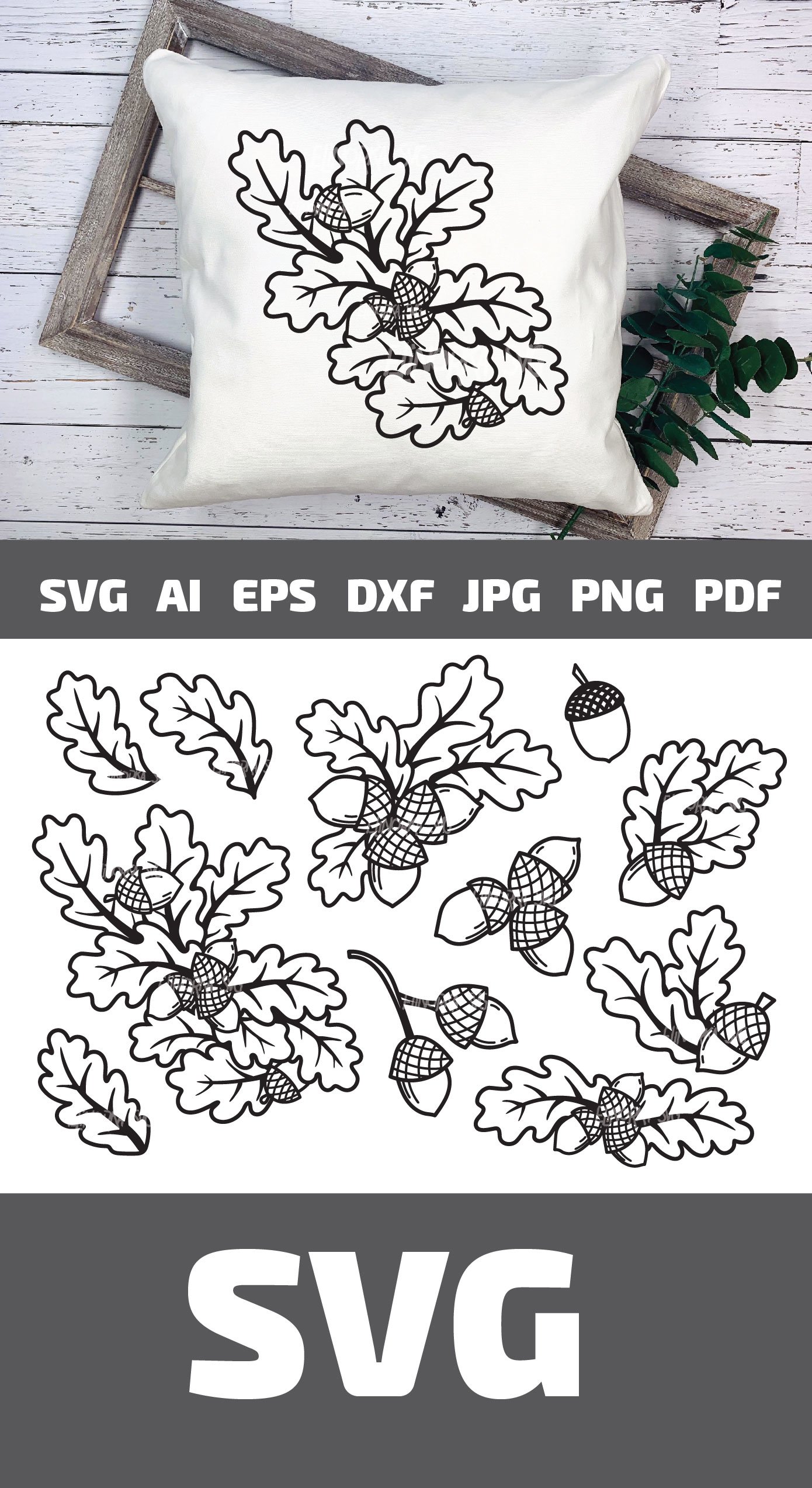 Fall SVG | Oak Leaf and Acorn Collection SVG | Cut File