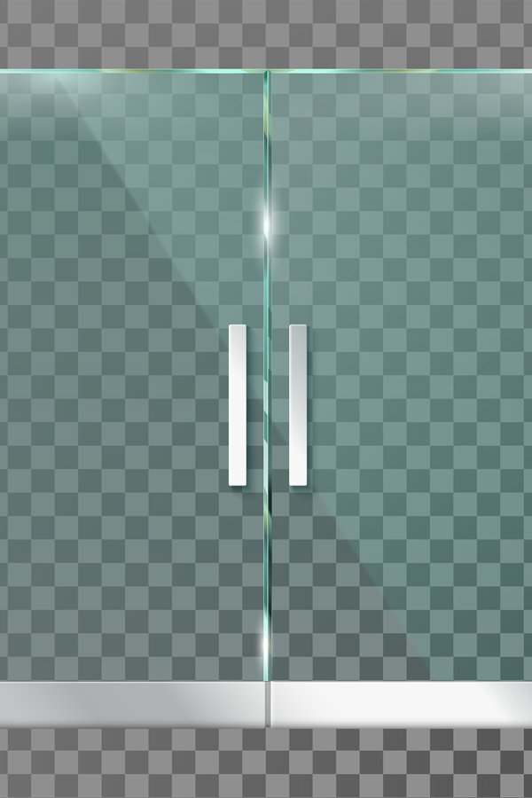 Double glass door. Mall store entrance doors in steel metal