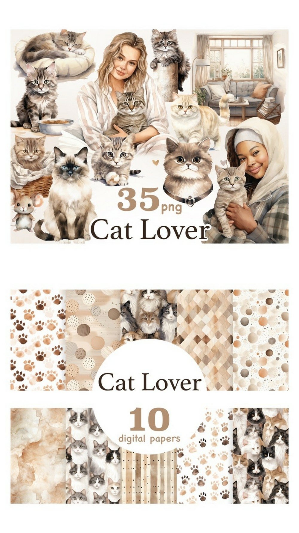 Cat Lover Digital Paper | Pet Pattern