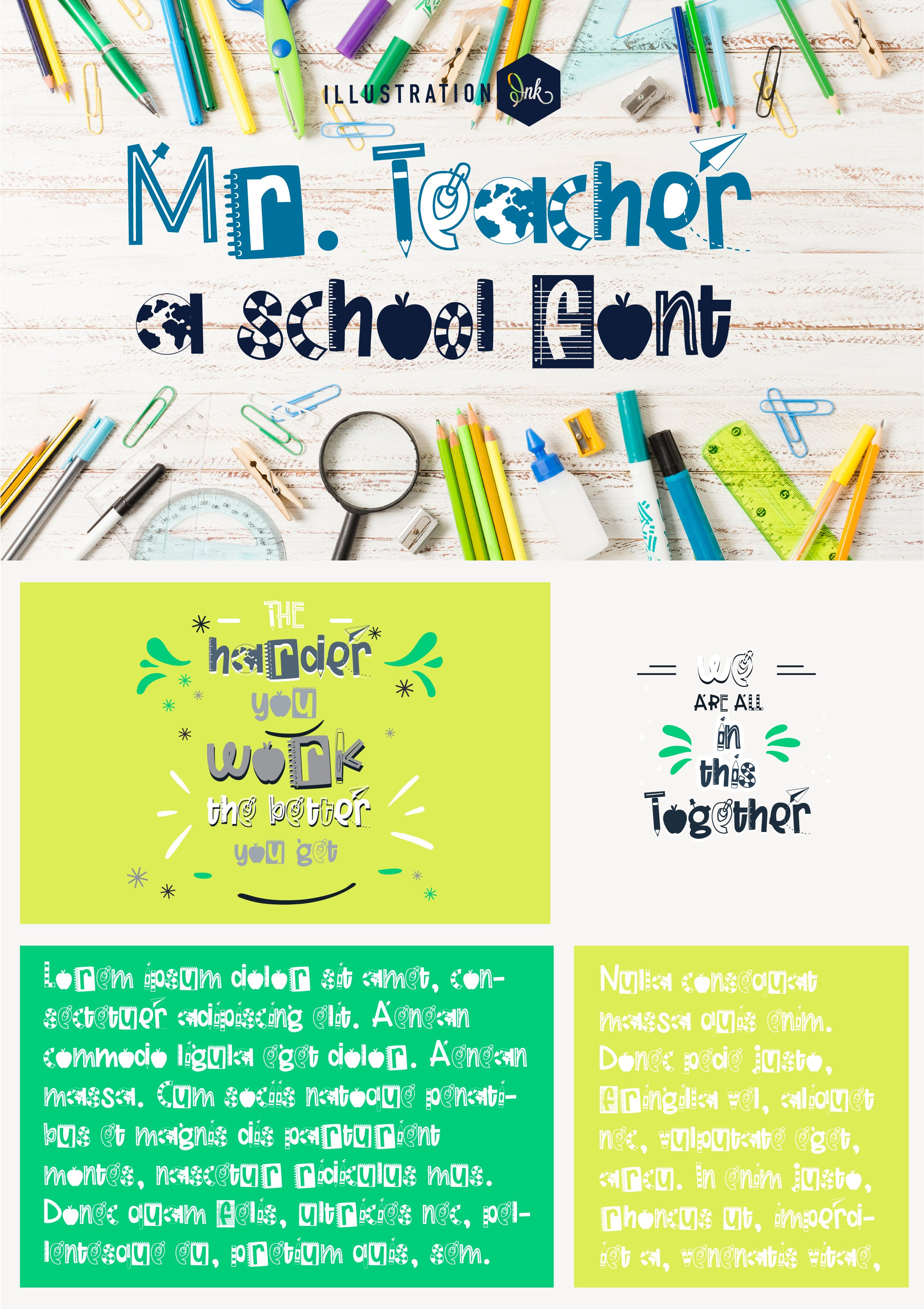 Hand-crafted, school themed font