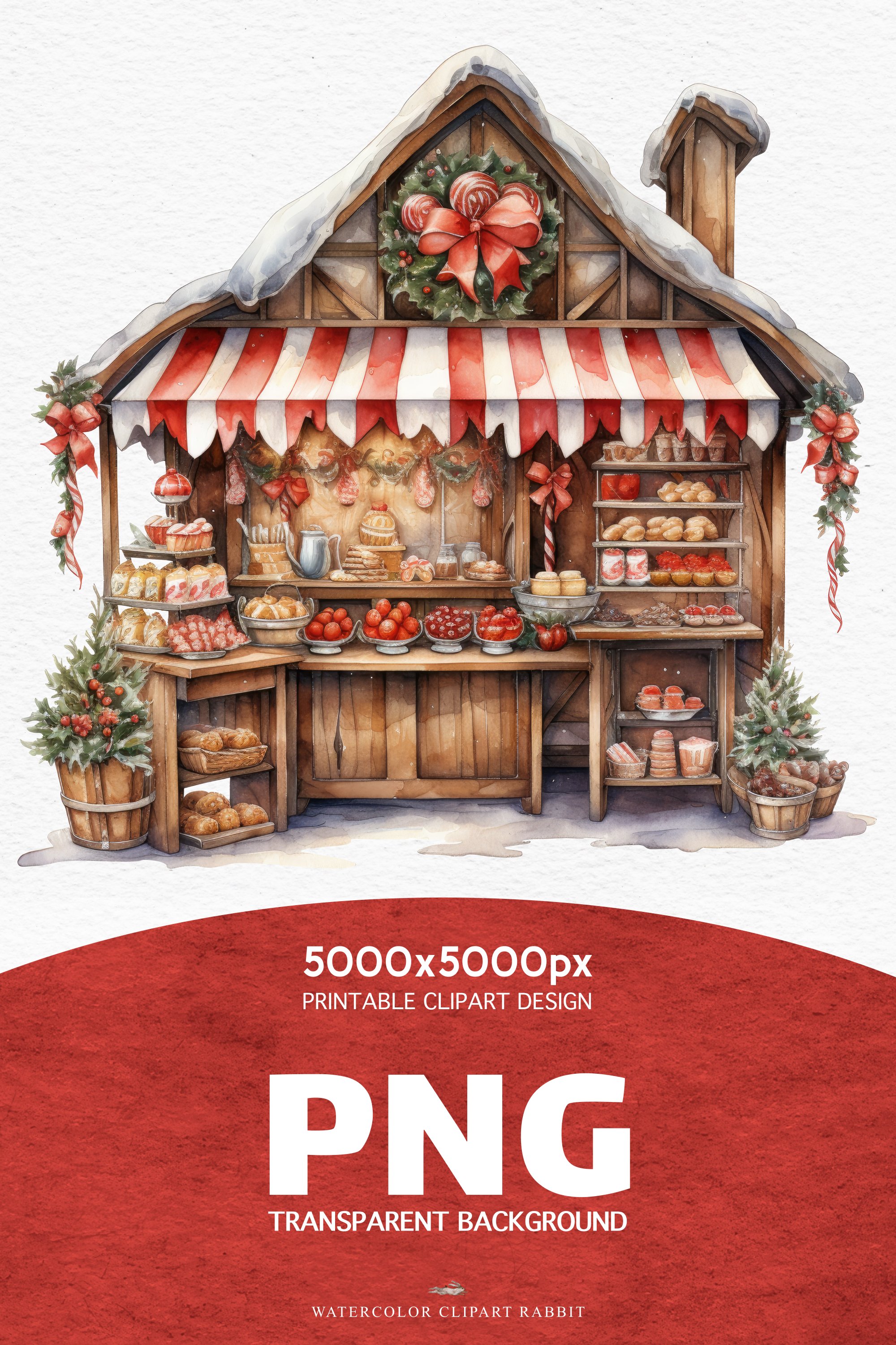 Christmas Vintage Candy Storefront House Winter Shop Clipart