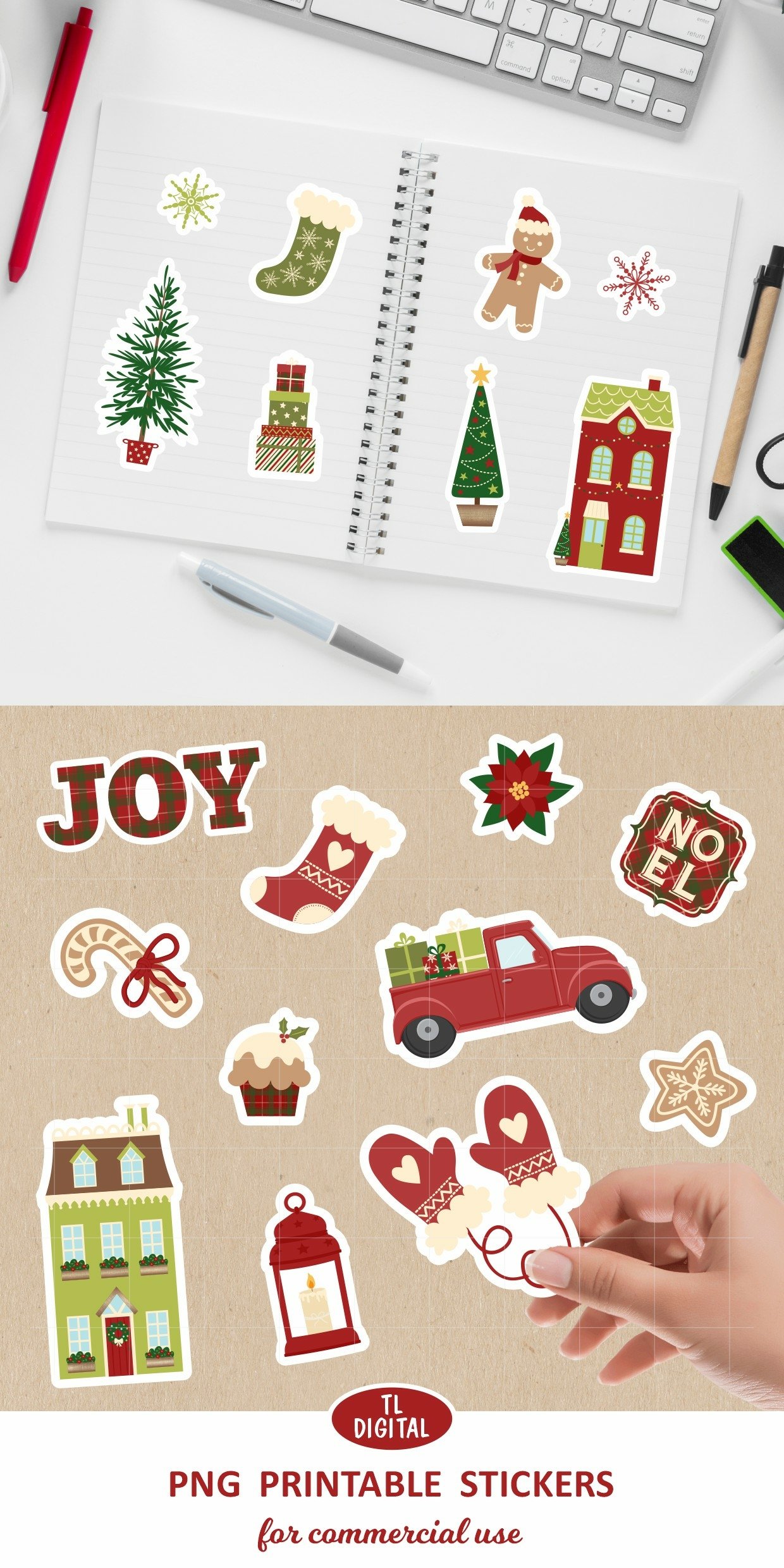 Christmas Printable Stickers high resolution PNG clipart
