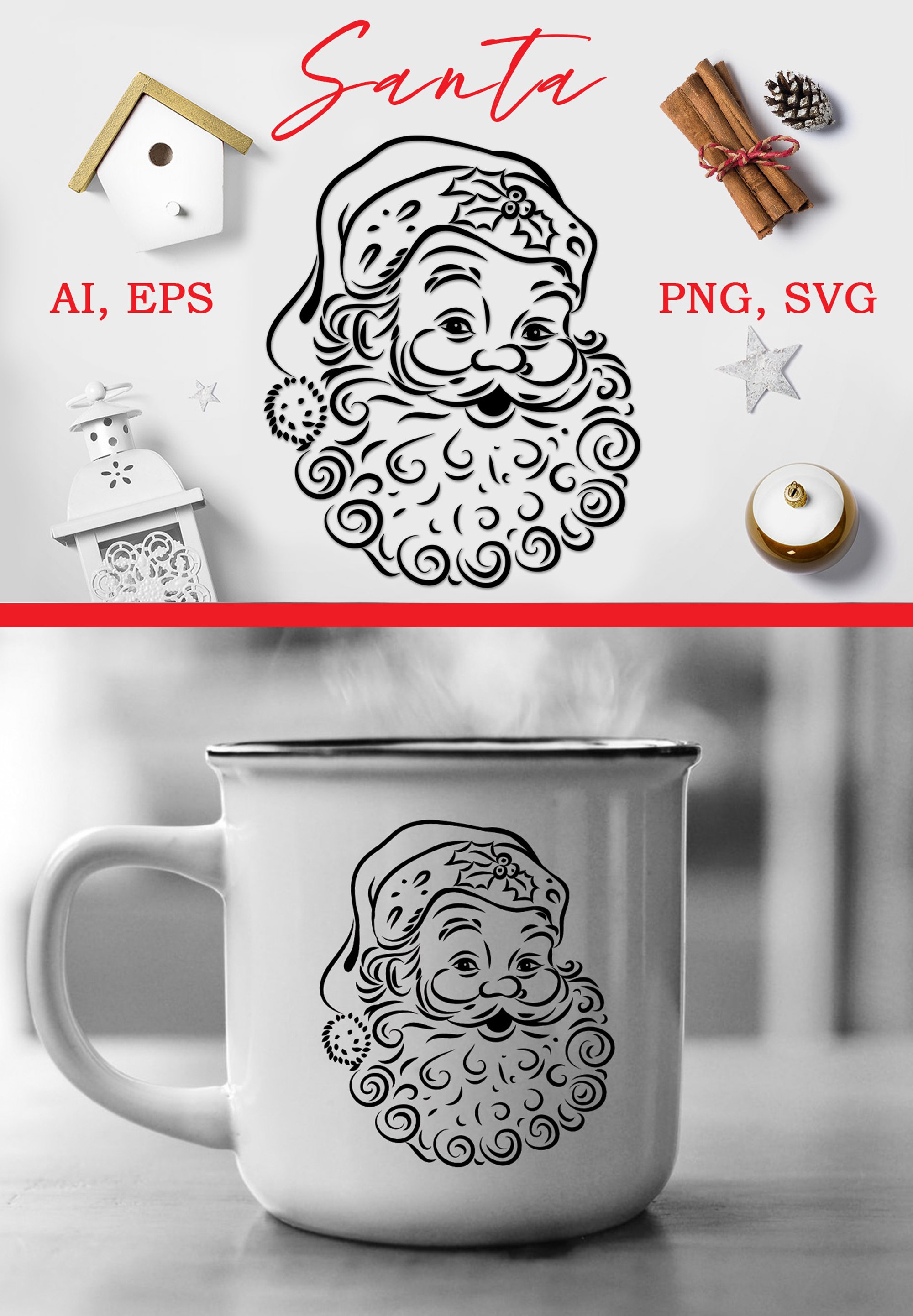 Santa Claus SVG, EPS, AI, PNG (2125083)