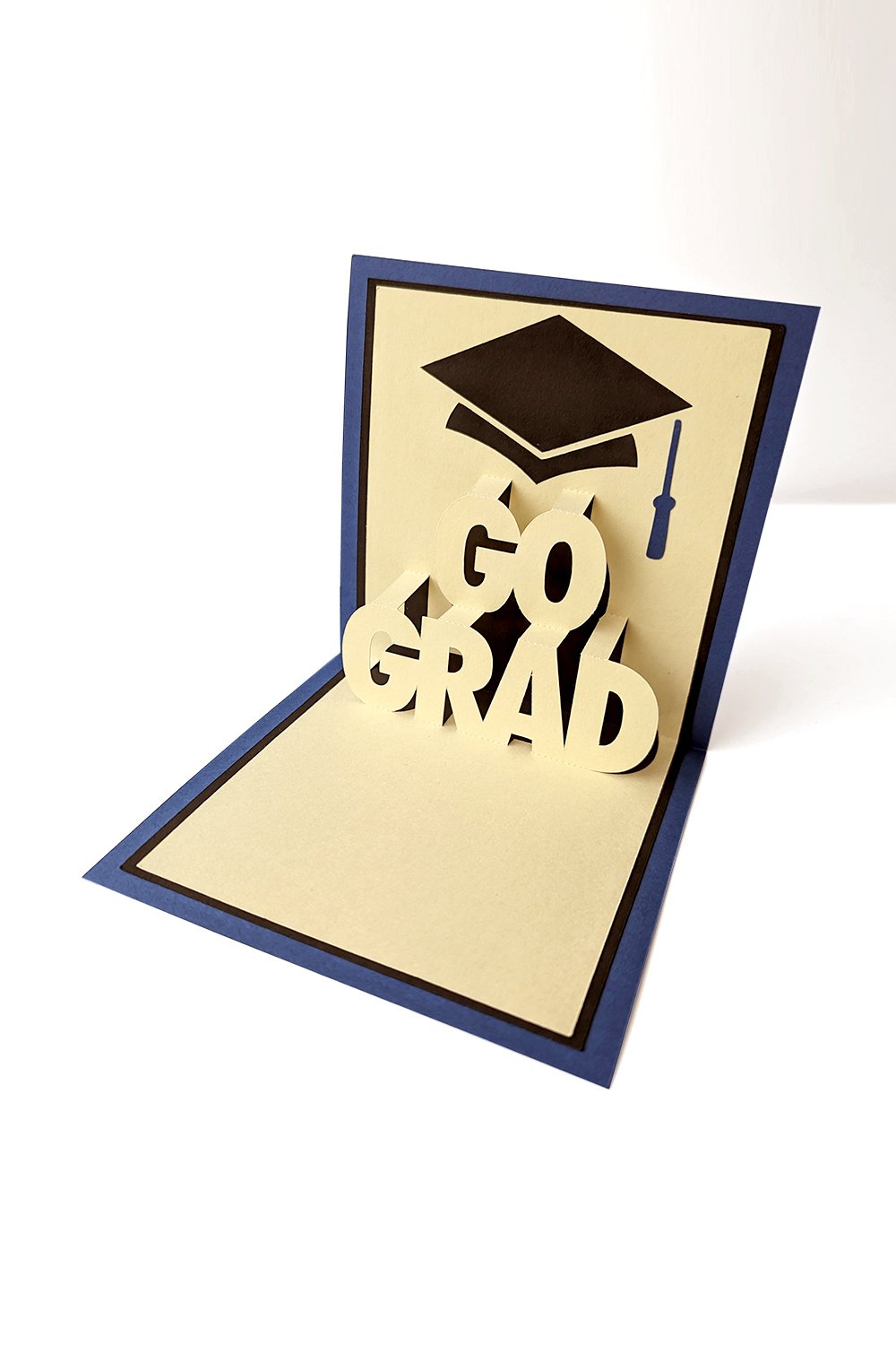 Go Grad with Graduation Cap Kirigami Word Pop Up Card SVG