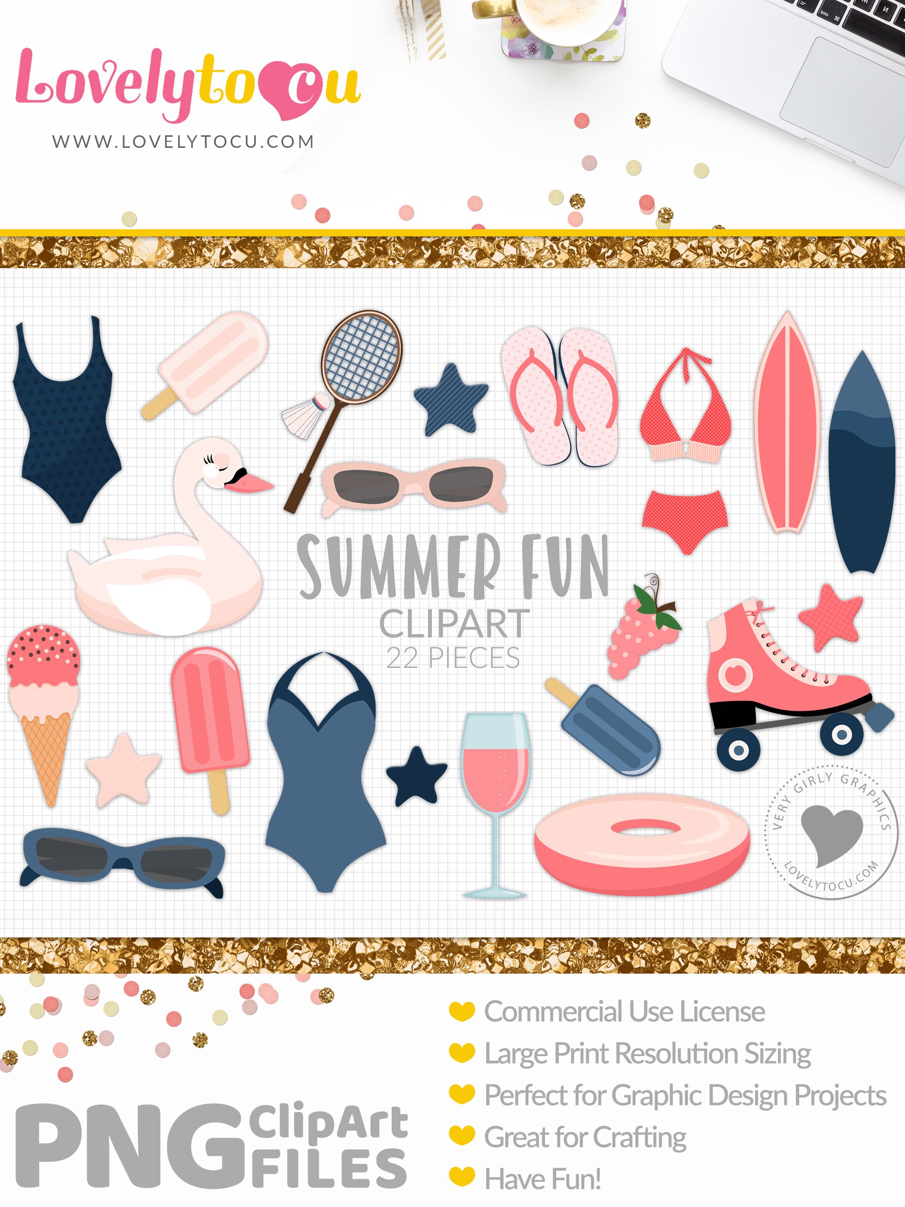 Summer activity fun clipart graphics, poolside, (2079275)