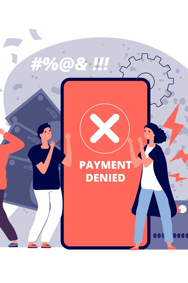 Payment error. Online card payments money transfer, check an