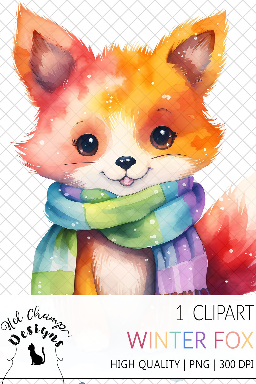 Winter fox rainbow transparent clipart